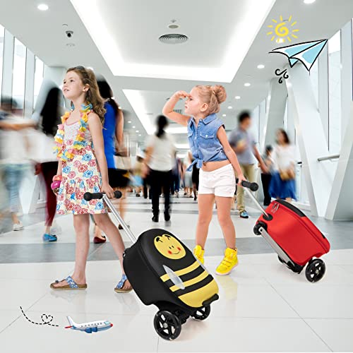 HONEY JOY Kids Scooter Suitcase, 18” Children Carry on Scooter Luggage w/Light-up LED Wheels, Waterproof Shell & Retractable Handle, Lightweight Foldable Ride on Suitcase