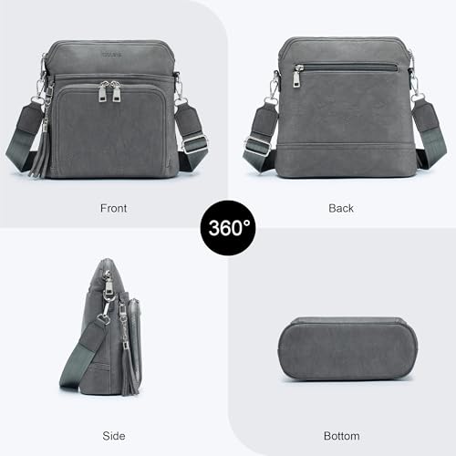 Roulens Crossbody Bag for Women,Lightweight Medium Crossbody Purse Soft Leather Women's Shoulder Handbags with Tassel