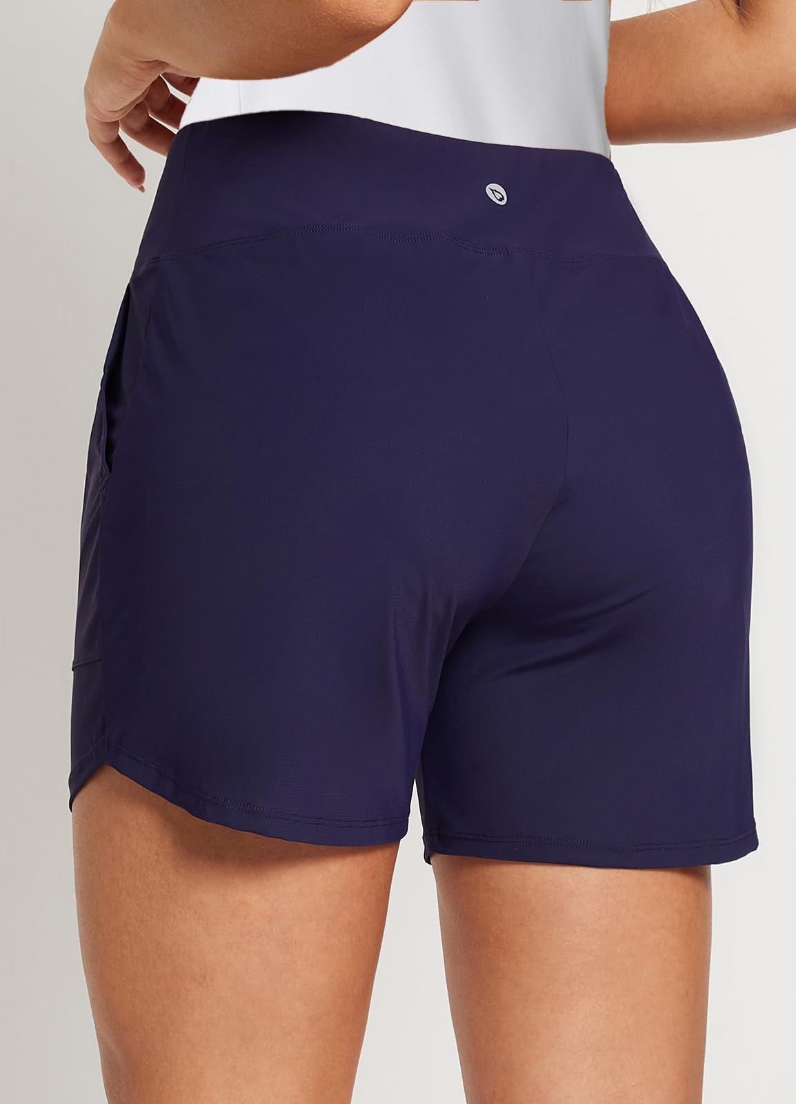 baleaf Women's Swim Shorts Tummy Control Modest Swimsuits Bathing Suit Bottoms 5" Board Shorts Beach Trunks with Pockets Dark Blue 2XL
