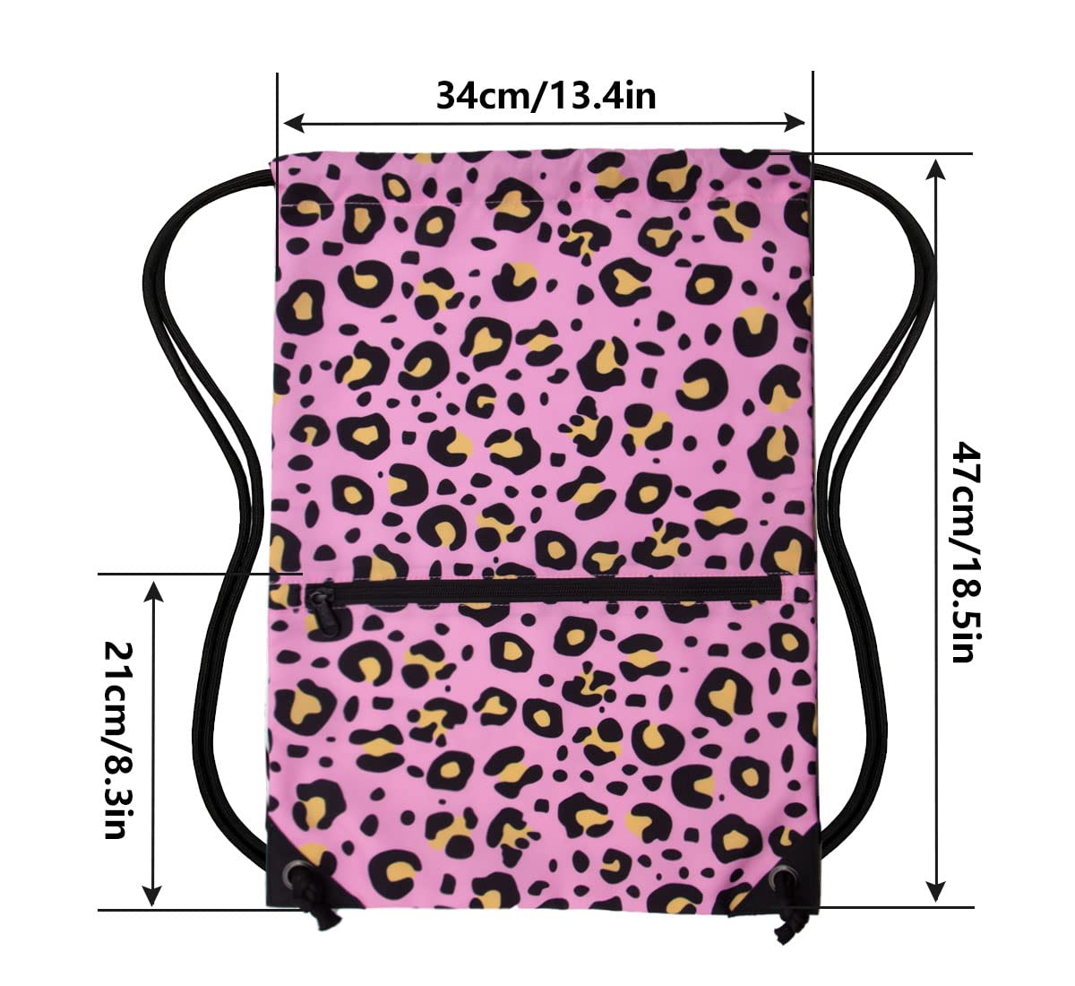 HOLYLUCK Drawstring Backpack Bag Sport Gym Sackpack (Pink leopard)