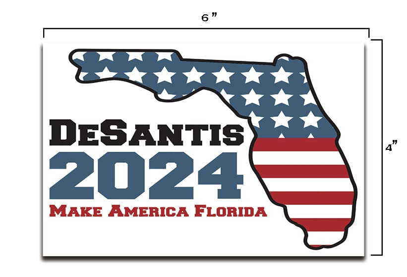 Bumper Sticker Magnet Sign | Ron Desantis President 2024 Magnet | Car Bumper Vinyl Magnet | Funny Tool Box Magnet Sign - 6x4 in. FJB Desantis 24 Make America Florida Map