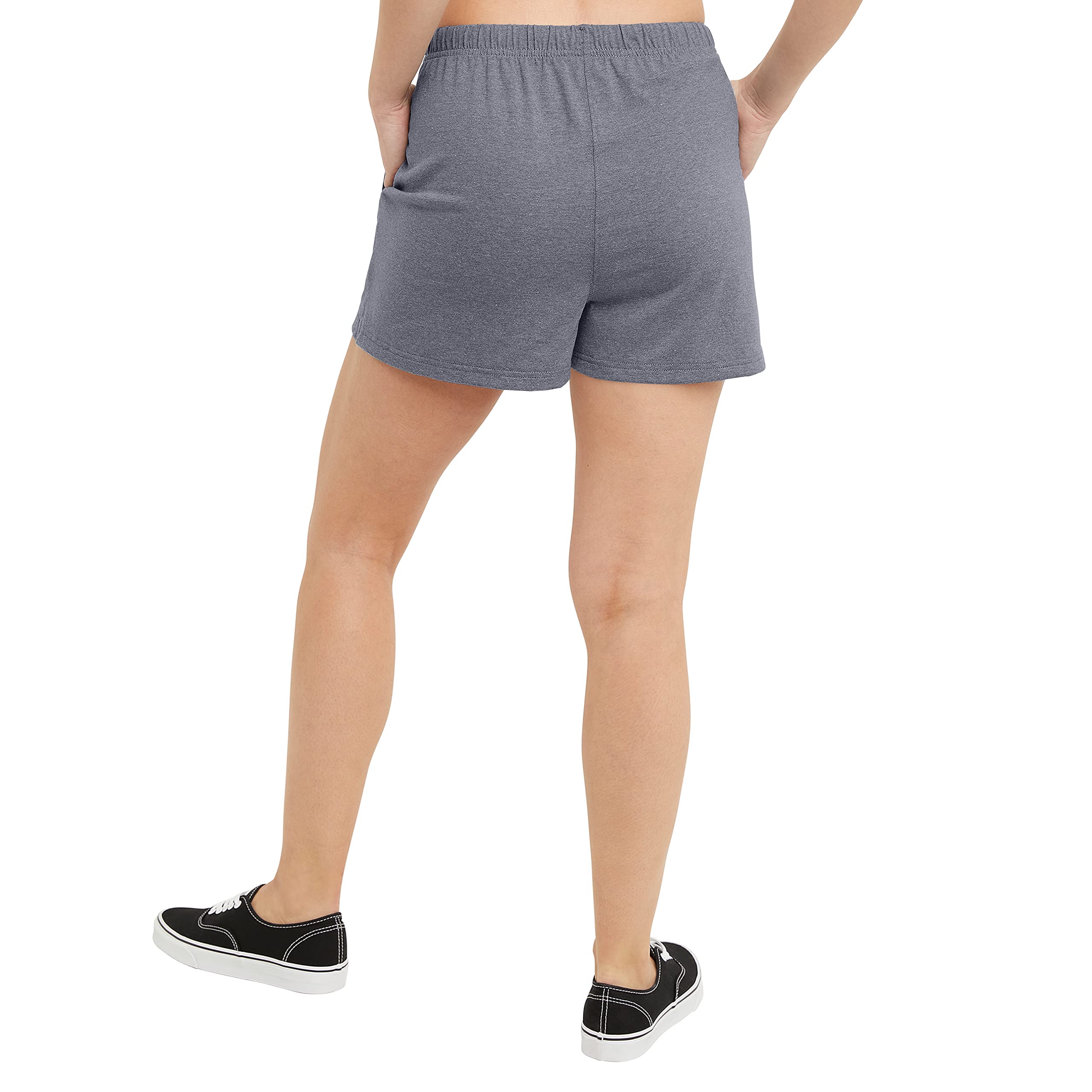 Hanes Comfortblend Women's Originals Tri-Blend Pockets, Lightweight Jersey Shorts, 2.5", Athletic Navy PE Heather, Medium