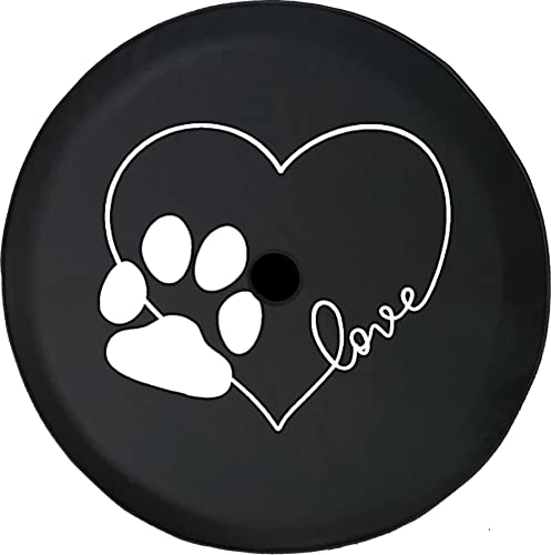 JL Tire Cover Love Paw Print Camper Custom Car Spare Tire Covers Size 32 to 33 Inch with Camera Hole