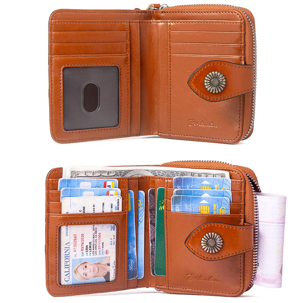 BOSTANTEN Womens Leather Wallets RFID Blocking Large Capacity&Leather 15.6 inch Laptop Backpack Computer Bag