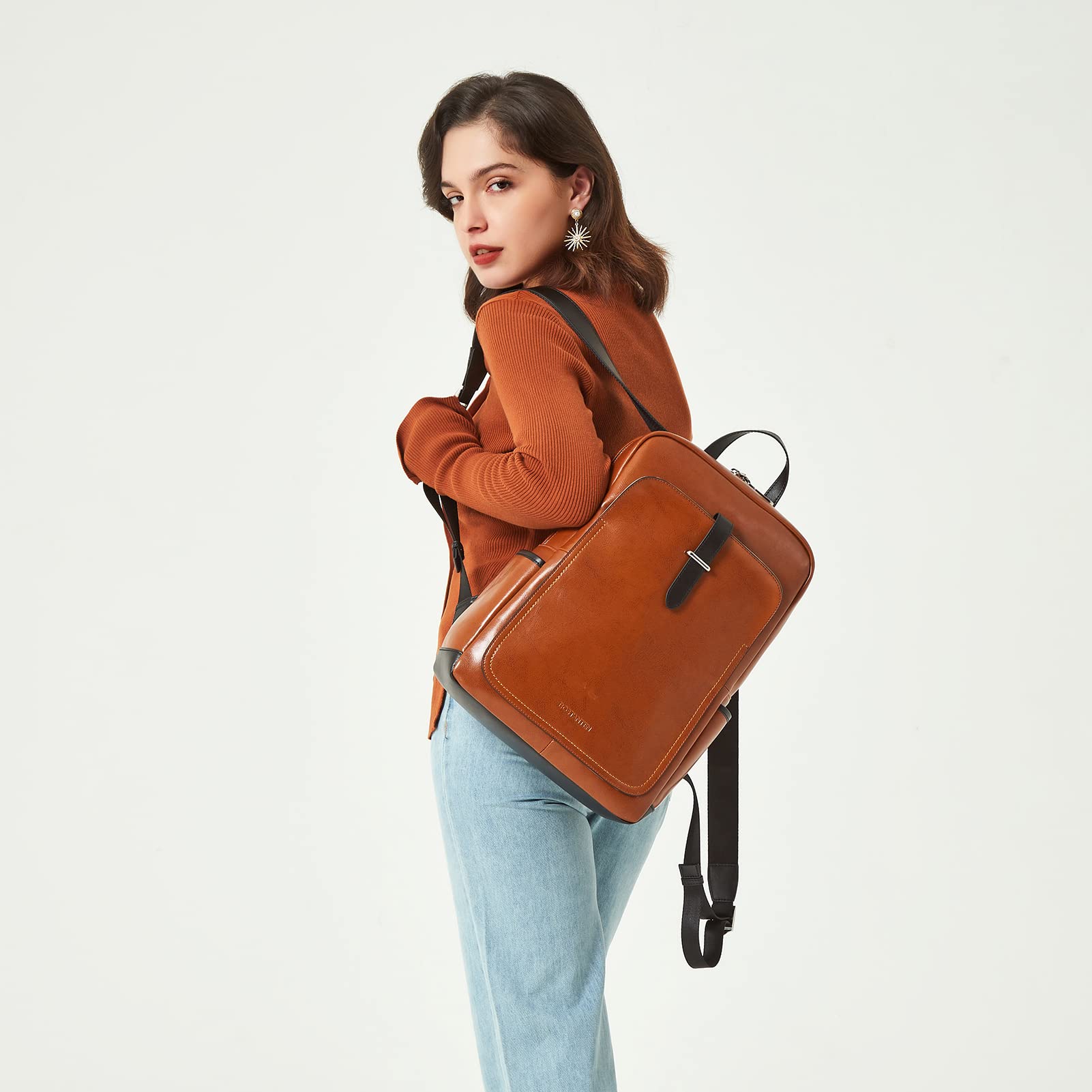 BOSTANTEN Womens Leather Wallets RFID Blocking Large Capacity&Leather 15.6 inch Laptop Backpack Computer Bag