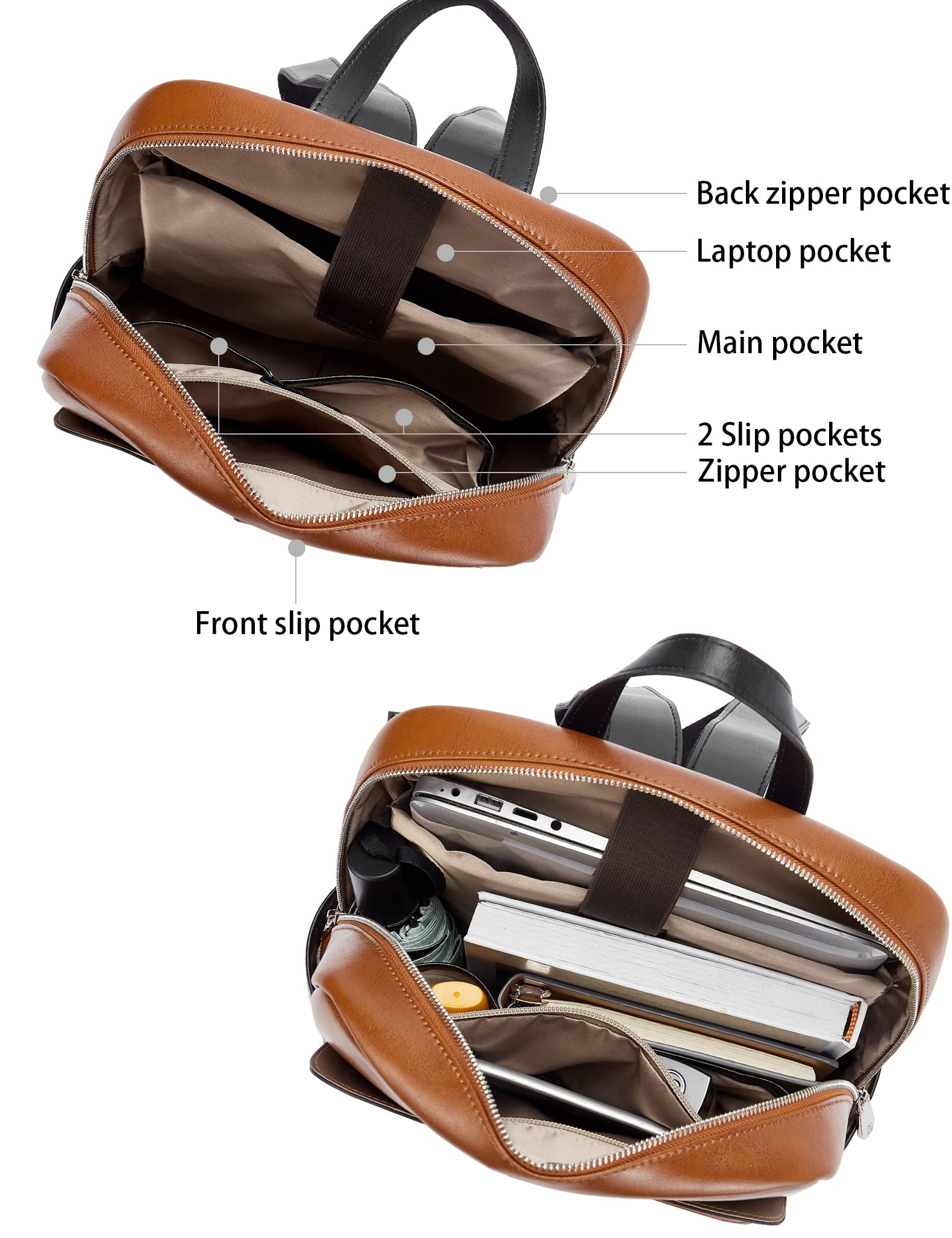 BOSTANTEN Womens Leather Wallets RFID Blocking Large Capacity&Leather 15.6 inch Laptop Backpack Computer Bag