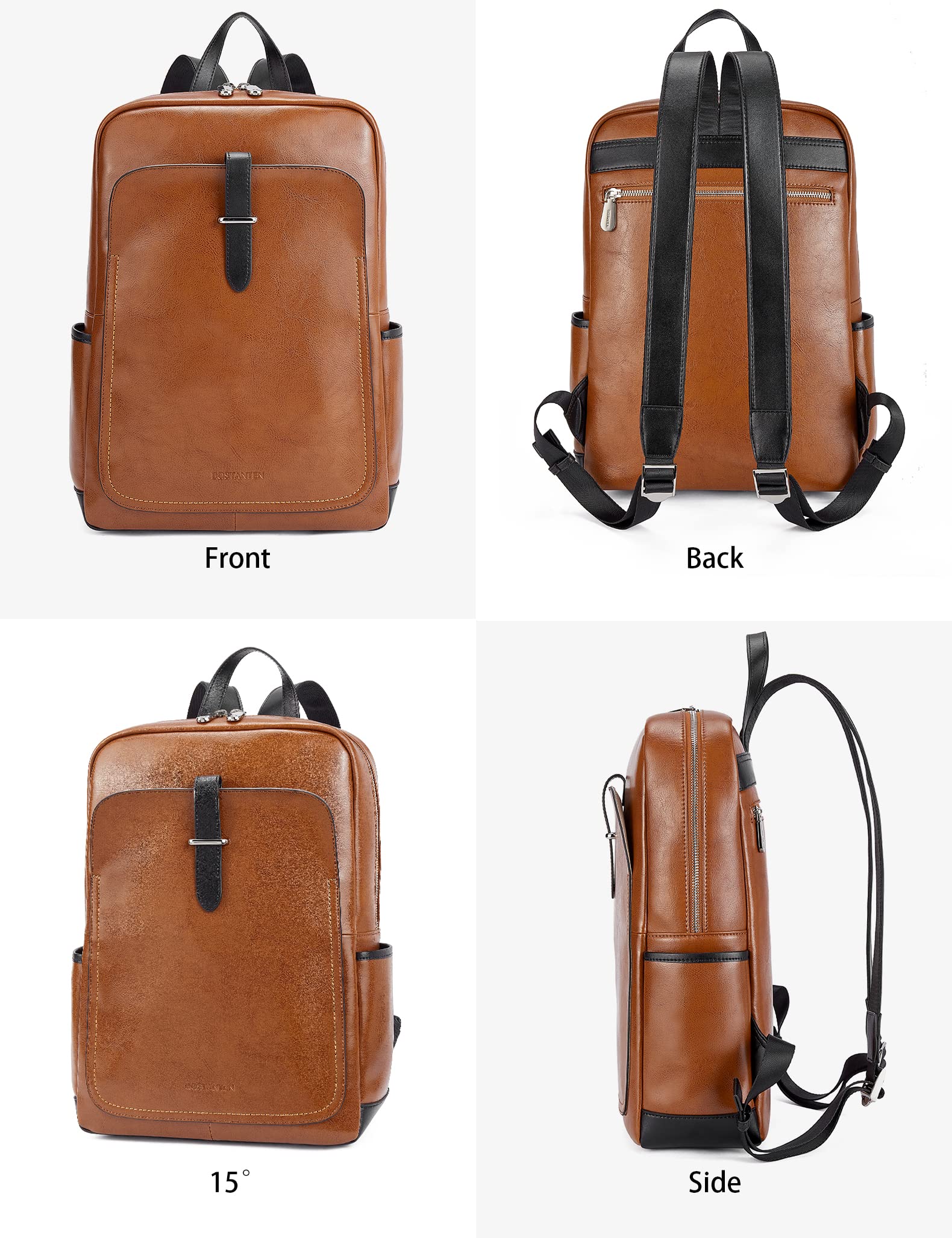 BOSTANTEN Womens Leather Wallets RFID Blocking Large Capacity&Leather 15.6 inch Laptop Backpack Computer Bag