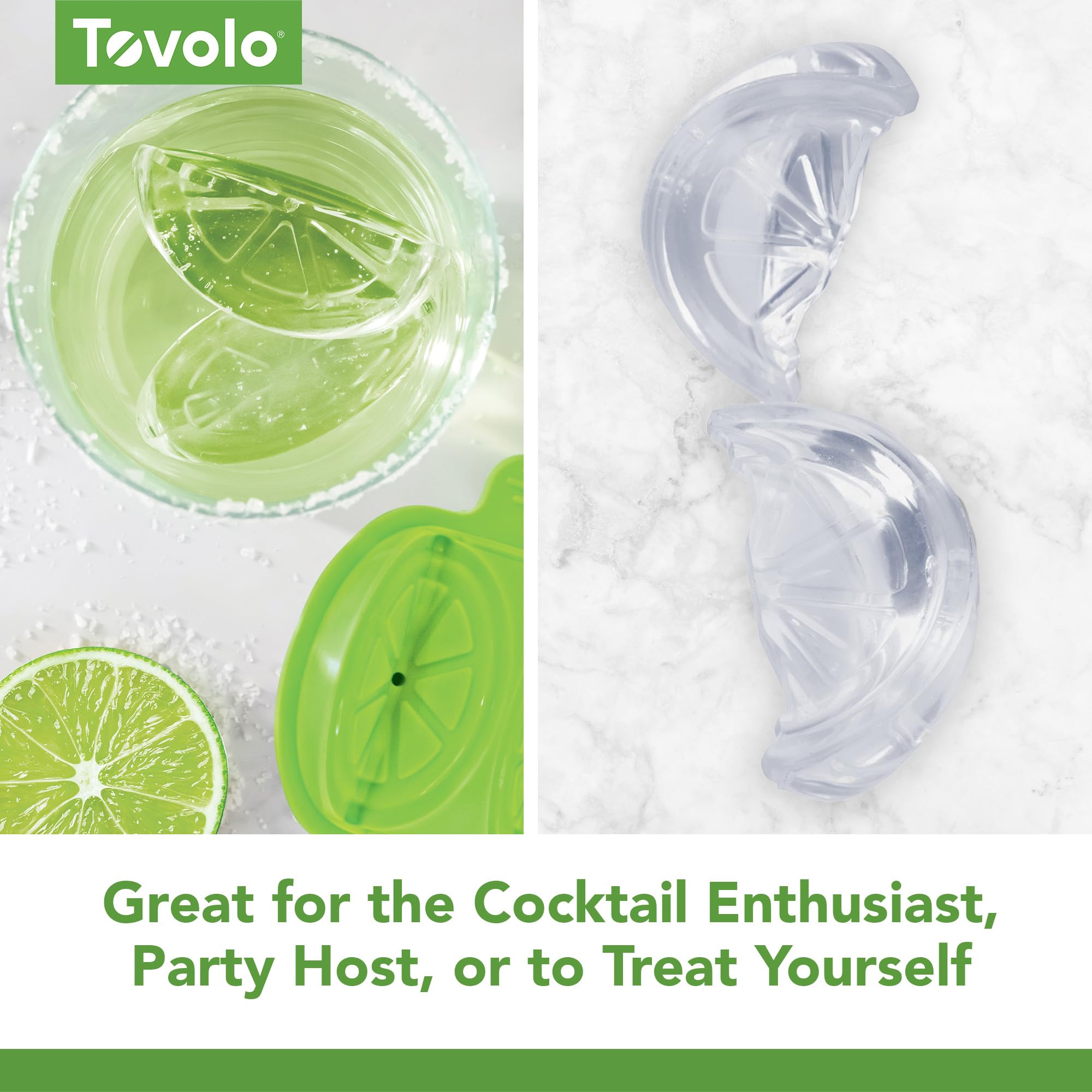Tovolo Lime Wedge Ice Molds (Set of 2) - Slow-Melting, Leak-Free, BPA-Free/Great for Whiskey, Cocktails, Fun Drinks, and Gifts