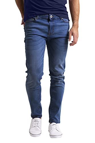 westAce Mens Flex Denim Jeans Slim Fit Stretch Casual Flat Front Classic 5-Pockets Straight Leg Essential Denim Jeans Pants 28W-40W (Dark Blue, 34 Waist x 34 Length) 34W x 34L