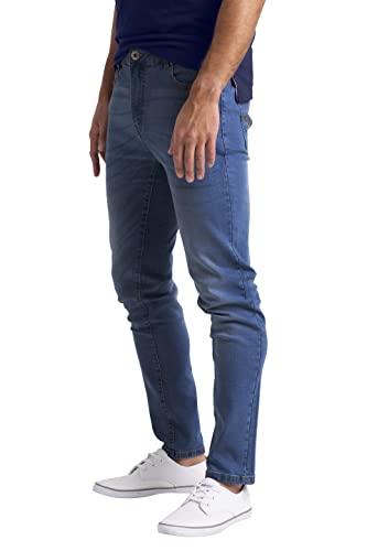 westAce Mens Flex Denim Jeans Slim Fit Stretch Casual Flat Front Classic 5-Pockets Straight Leg Essential Denim Jeans Pants 28W-40W (Dark Blue, 34 Waist x 34 Length) 34W x 34L
