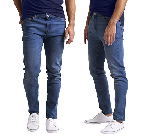 westAce Mens Flex Denim Jeans Slim Fit Stretch Casual Flat Front Classic 5-Pockets Straight Leg Essential Denim Jeans Pants 28W-40W (Dark Blue, 34 Waist x 34 Length) 34W x 34L