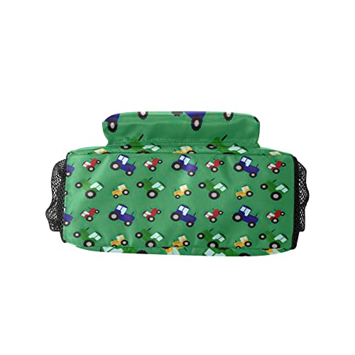 CustomLife Personalized Green Tractors School Backpacks Bookbag Travel Pack for Boys Girls Men Women, 16.5''(H) x 12.2''(L) x 5.9''(W)