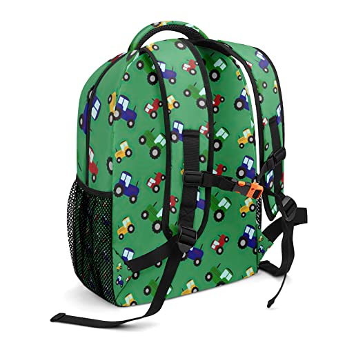 CustomLife Personalized Green Tractors School Backpacks Bookbag Travel Pack for Boys Girls Men Women, 16.5''(H) x 12.2''(L) x 5.9''(W)