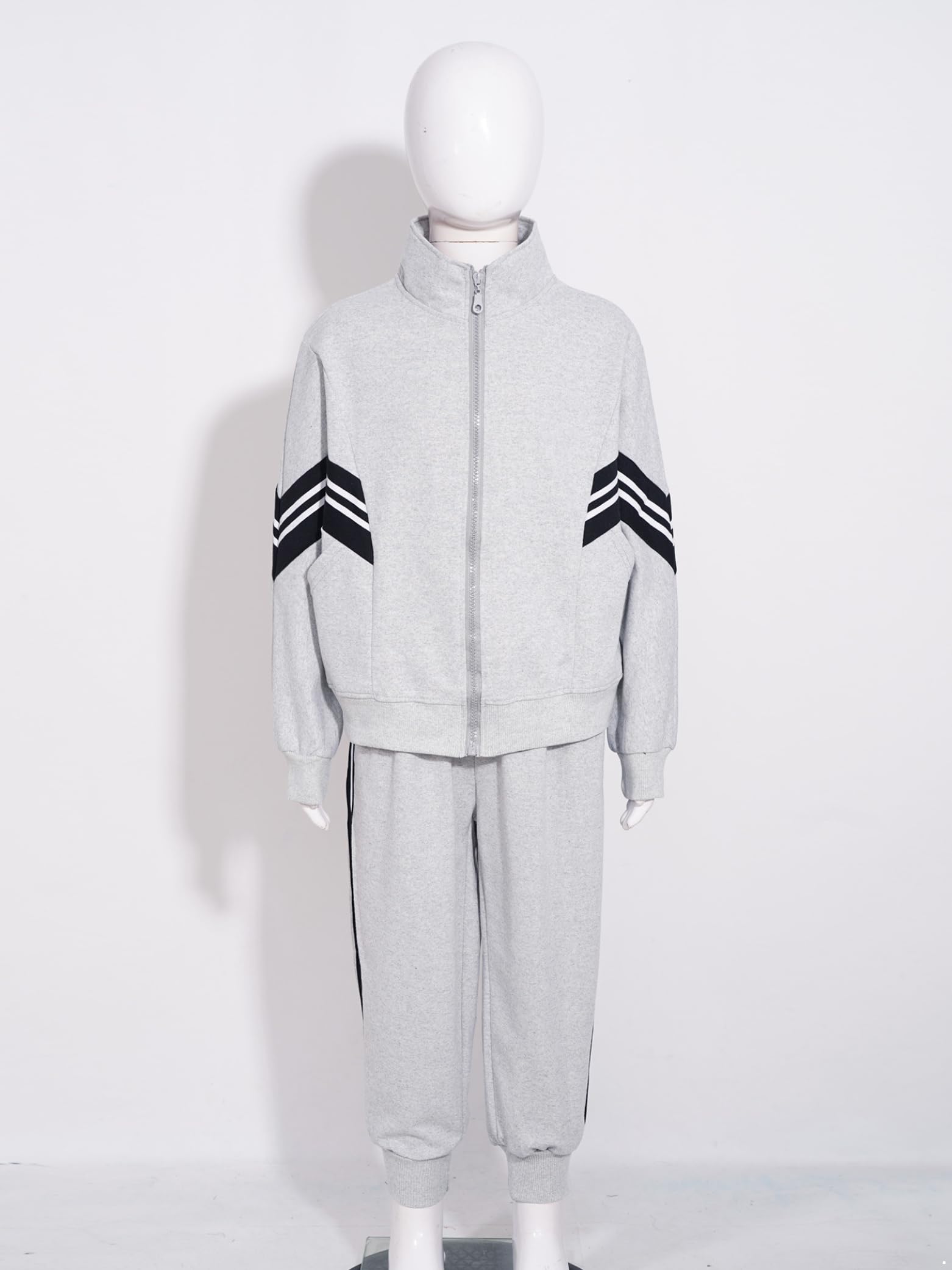Linjinx Kids Boys Full Zip Jacket Shirt Sweatshirt and Athletic Jogger Pants Set Sweatsuit Tracksuit Grey 7-8 Years