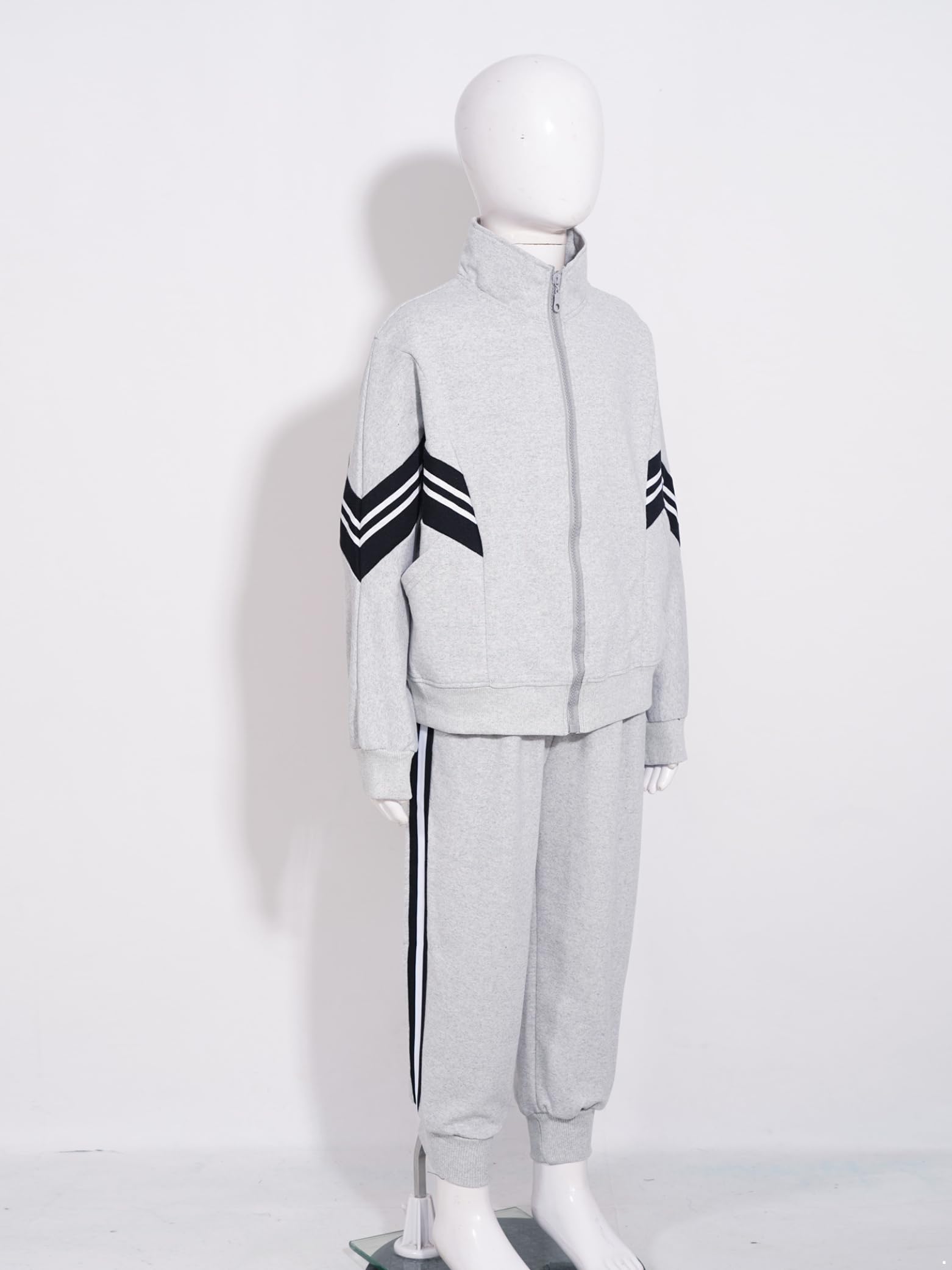 Linjinx Kids Boys Full Zip Jacket Shirt Sweatshirt and Athletic Jogger Pants Set Sweatsuit Tracksuit Grey 7-8 Years