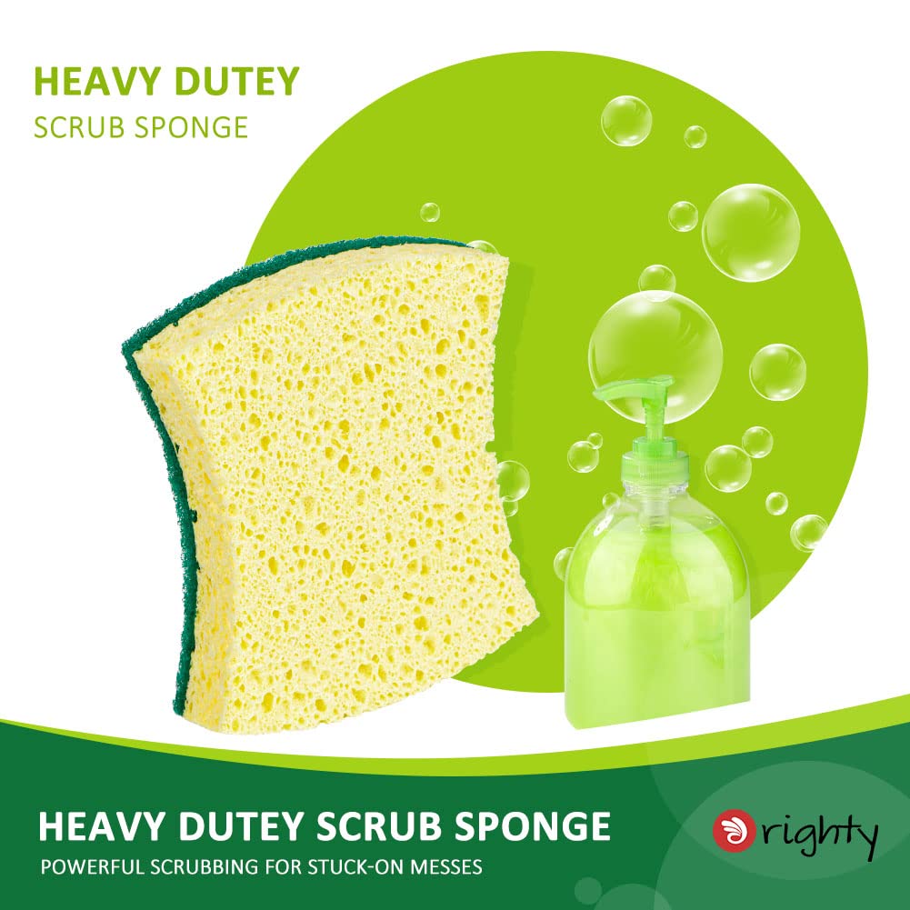 ORIGHTY Heavy Duty Cellulose Scrub Sponges Kitchen, Powerful Scrubbing & Cleaning, Suitable for Washing Dishes and Kitchen Cleaning, Absorbent & Rich Foam, 24 Count