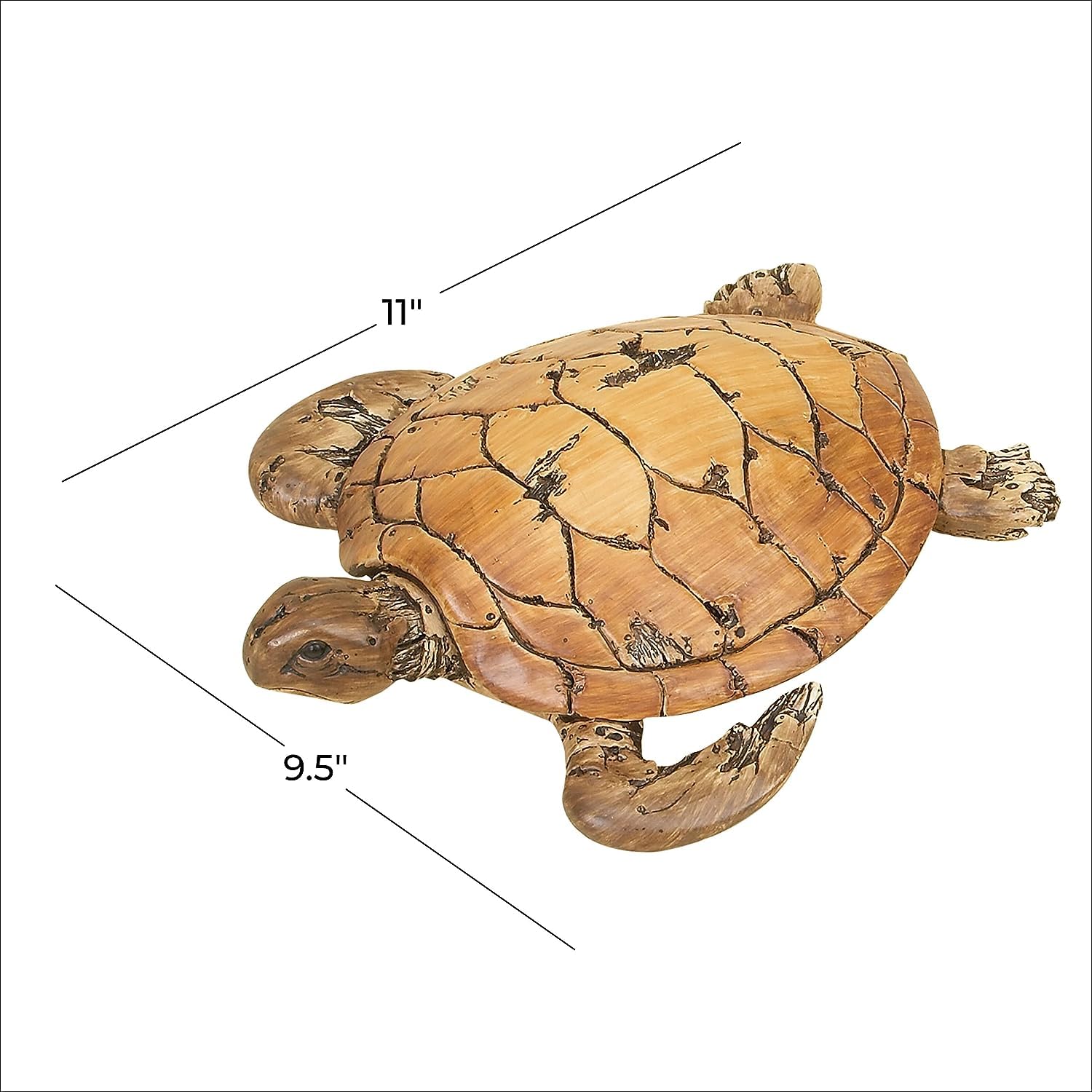 Driftwood Sea Turtle Statue Rustic Wood Look Garden Turtle Coastal Home Decor