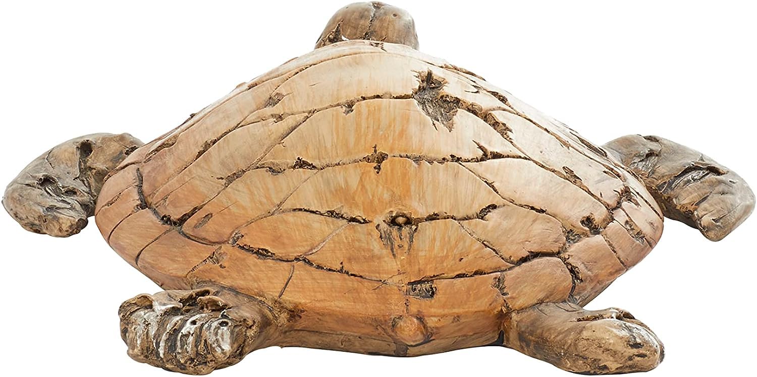 Driftwood Sea Turtle Statue Rustic Wood Look Garden Turtle Coastal Home Decor
