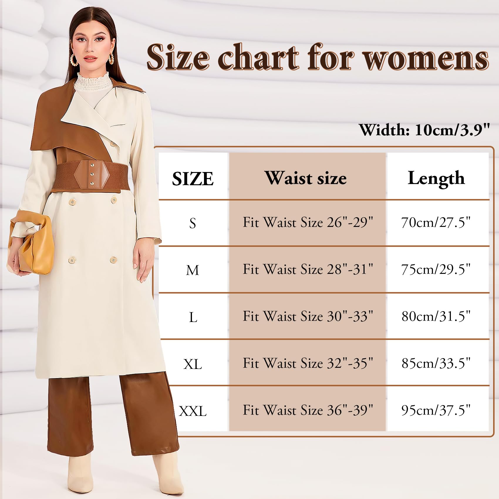 WHIPPY Women Wide Elastic Belts for Dress Snap-Button Stretch Corset Belt Ladies Stretchy Waistband Black Silver Buckle S
