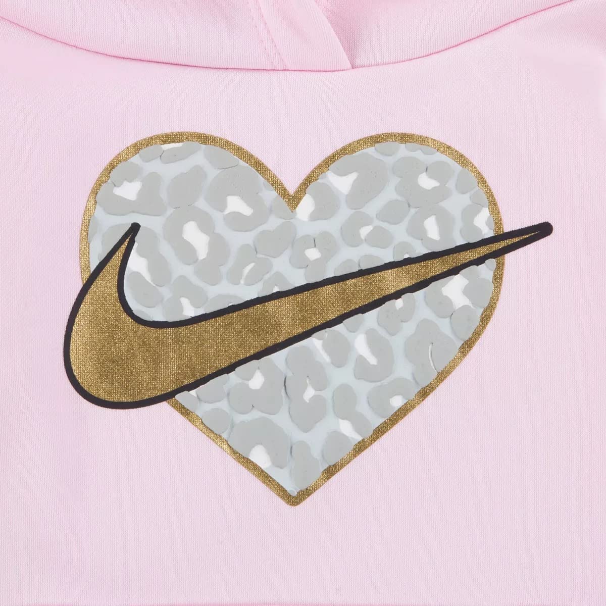 Nike Toddler Girl Leopard Print Fleece High Low Pullover Hoodie (P(26J033-A9Y)/G, 2T)