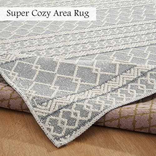 8x10 Area Rugs for Living Room Woven High-Low Textured Washable Rug Neutral Moroccan Boho Rug Indoor Carpet Ideal for Bedroom Dorm Playroom Dining Office