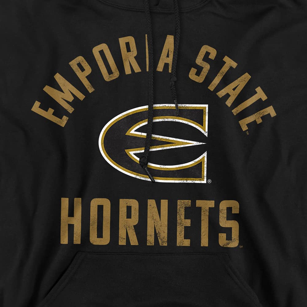 Emporia State University Official Hornets Logo Unisex Adult Pull-Over Hoodie, Emporia State University, Black, 3X-Large