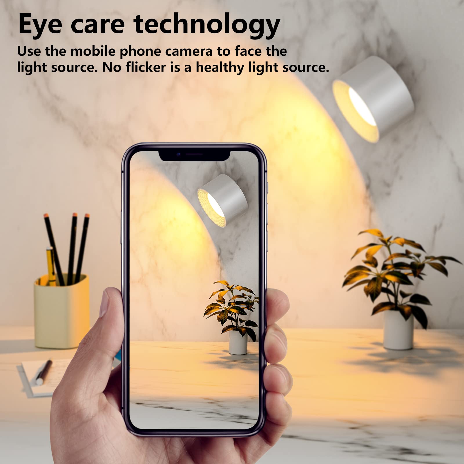 Kitloo Wall Light, Battery Operated Lights Rechargeable Wall Sconce with 360° Free Rotate Magnetic Ball, 3 Brightness Levels&3 Color Temperatures Wall Lamp for Bedroom