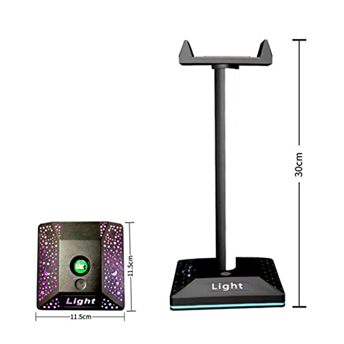 MOCIUN USB Gaming Desktop Headphone Display Stand, RGB Gaming Headphone Stand with USB 2.0 Hub and 3.5 mm Audio Port T-Ouch Control LED Strip Lamp (A)