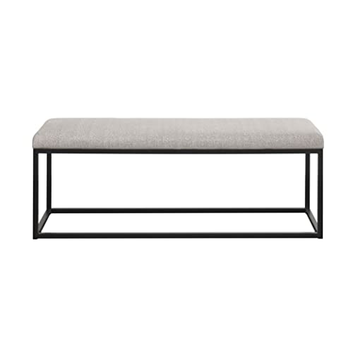 Ball & Cast Modern Upholstered Bench Entryway Bench Ottoman with Metal Frame, 48 Inch Grey
