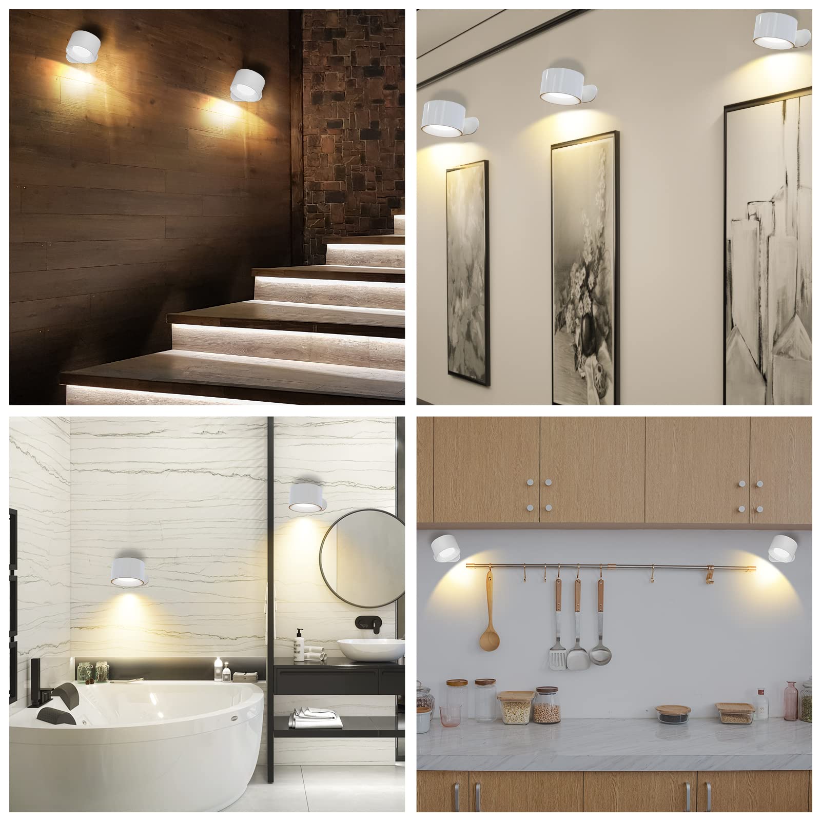 Kitloo Wall Light, Battery Operated Lights Rechargeable Wall Sconce with 360° Free Rotate Magnetic Ball, 3 Brightness Levels&3 Color Temperatures Wall Lamp for Bedroom