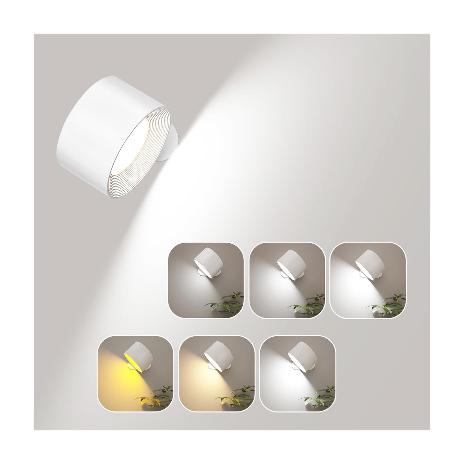 Kitloo Wall Light, Battery Operated Lights Rechargeable Wall Sconce with 360° Free Rotate Magnetic Ball, 3 Brightness Levels&3 Color Temperatures Wall Lamp for Bedroom