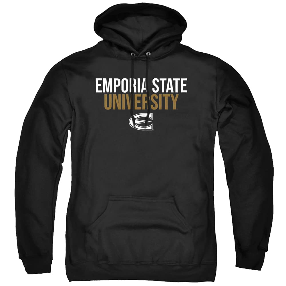 Emporia State University Official Stacked Unisex Adult Pull-Over Hoodie, Emporia State University, Black, 3X-Large
