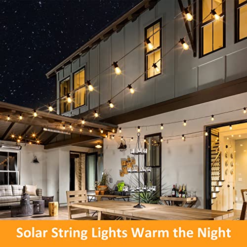 WENFENG Solar Outdoor String Lights, 3 Colors Patio String Light with 27FT Waterproof String, S14 Bulbs, Dimmable LED Solar String Lights for Patio