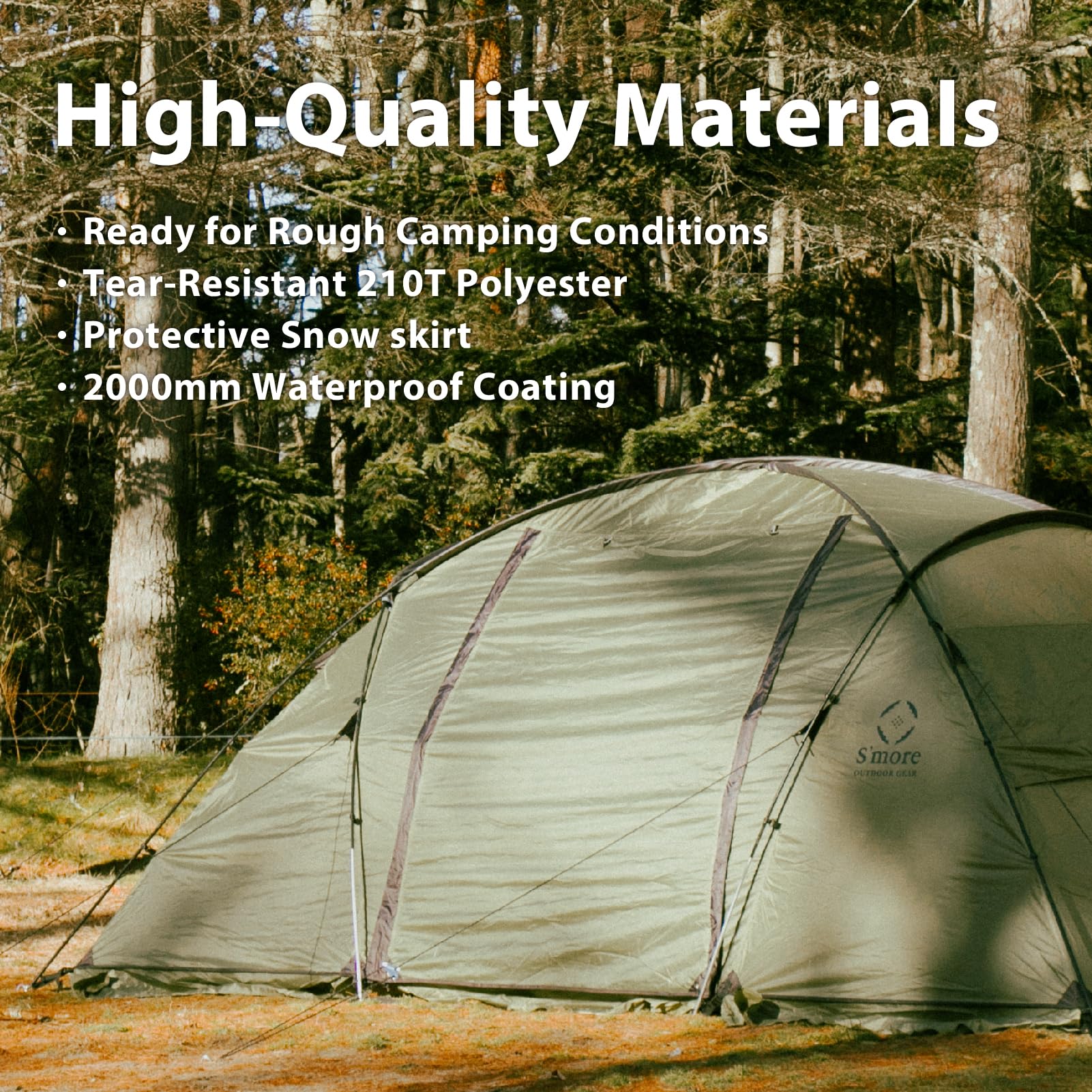 S'more Deeper Glamping Tent with Porch, 2/3/4/5/6 Person Durable Weatherproof Camping Tent, Large Family Tent with Room Divider, Easy Setup Tent with Screen Room