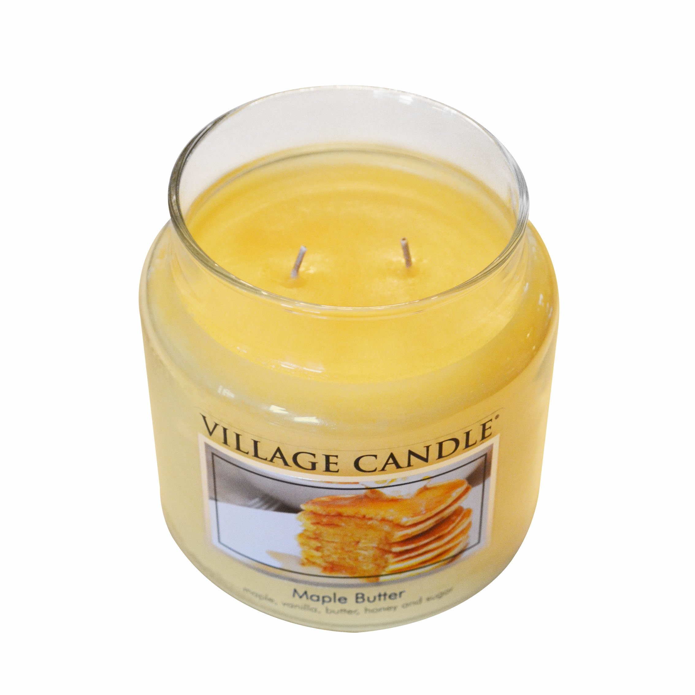 Village Candle Maple Butter Large Glass Apothecary Jar Scented Candle, 21.25 oz, Yellow & Mulled Cider Large Glass Apothecary Jar Scented Candle, 21.25 oz, Red