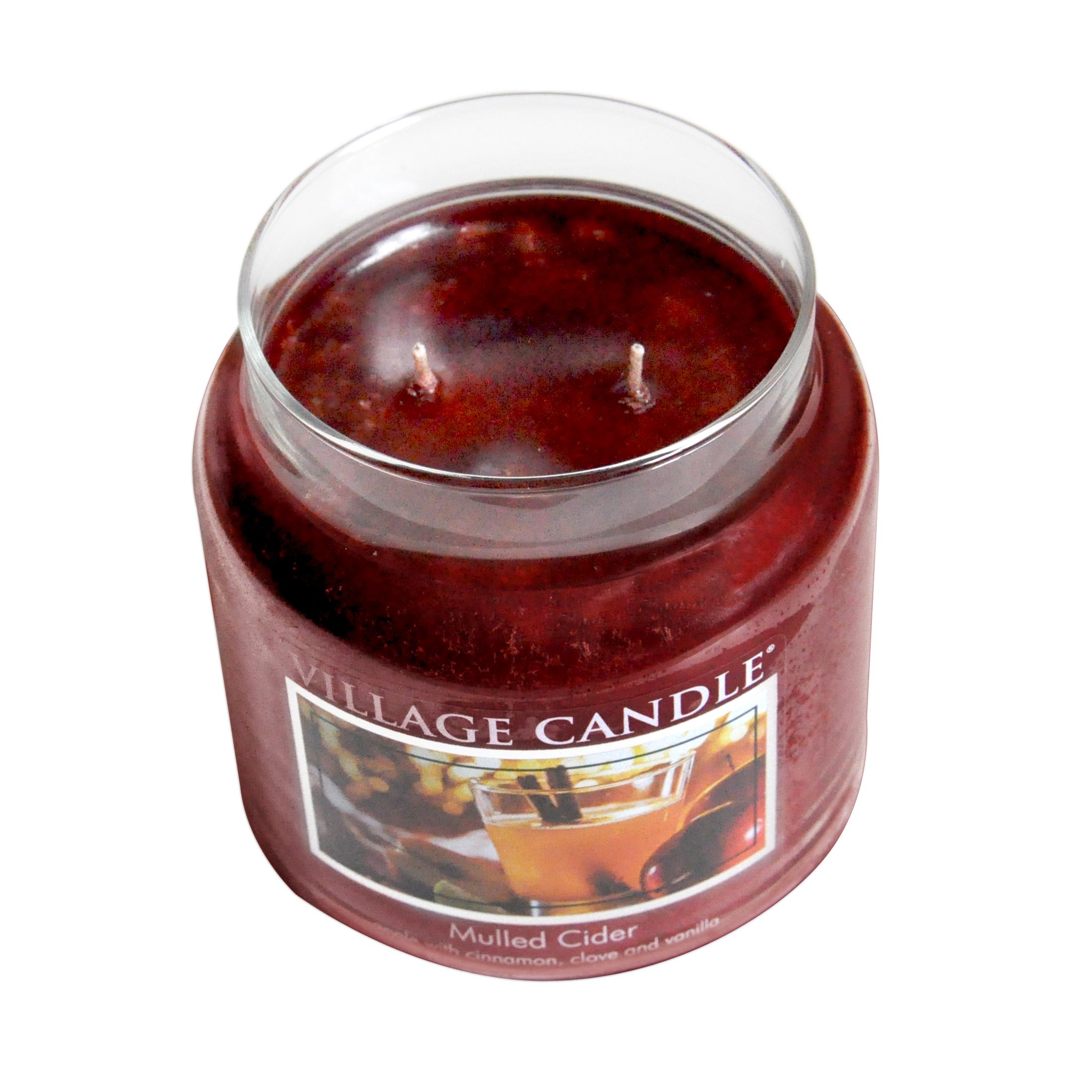 Village Candle Maple Butter Large Glass Apothecary Jar Scented Candle, 21.25 oz, Yellow & Mulled Cider Large Glass Apothecary Jar Scented Candle, 21.25 oz, Red