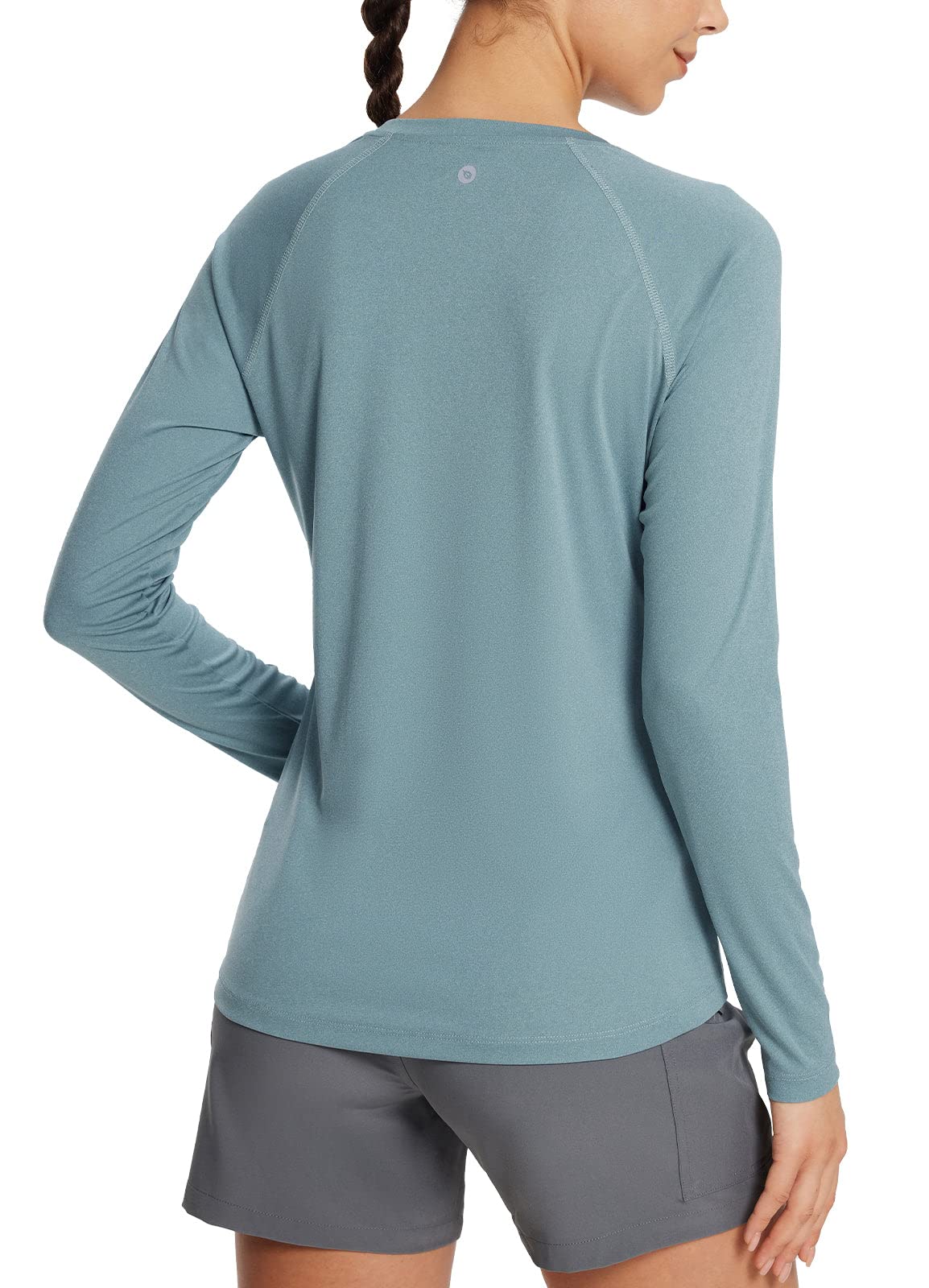 baleaf Women's UPF 50+ Long Sleeve Shirts Sun UV Blocking Pullover Crew Neck Summer Sunscreen Clothing Fishing Beach Outdoor Active Heather Light Blue L