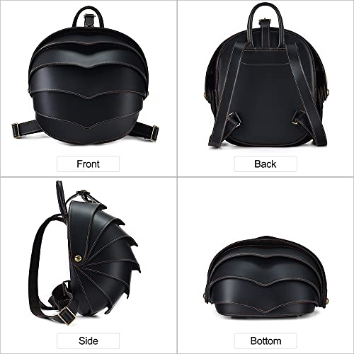 JUGTL Backpack Men's Backpack Crazy Horse Leather Retro Beetle Style Schoolbag Leather Men's Bag Travel Backpack (Oil-waxed Black Tuba)