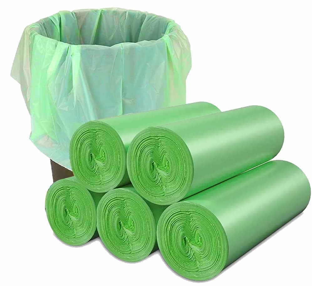 Biodegradable Trash Bags - YUEYA 2.6 Gallon 100 Count Garbage Bags for Home, Kitchen, and Yard Waste Disposal (Green)