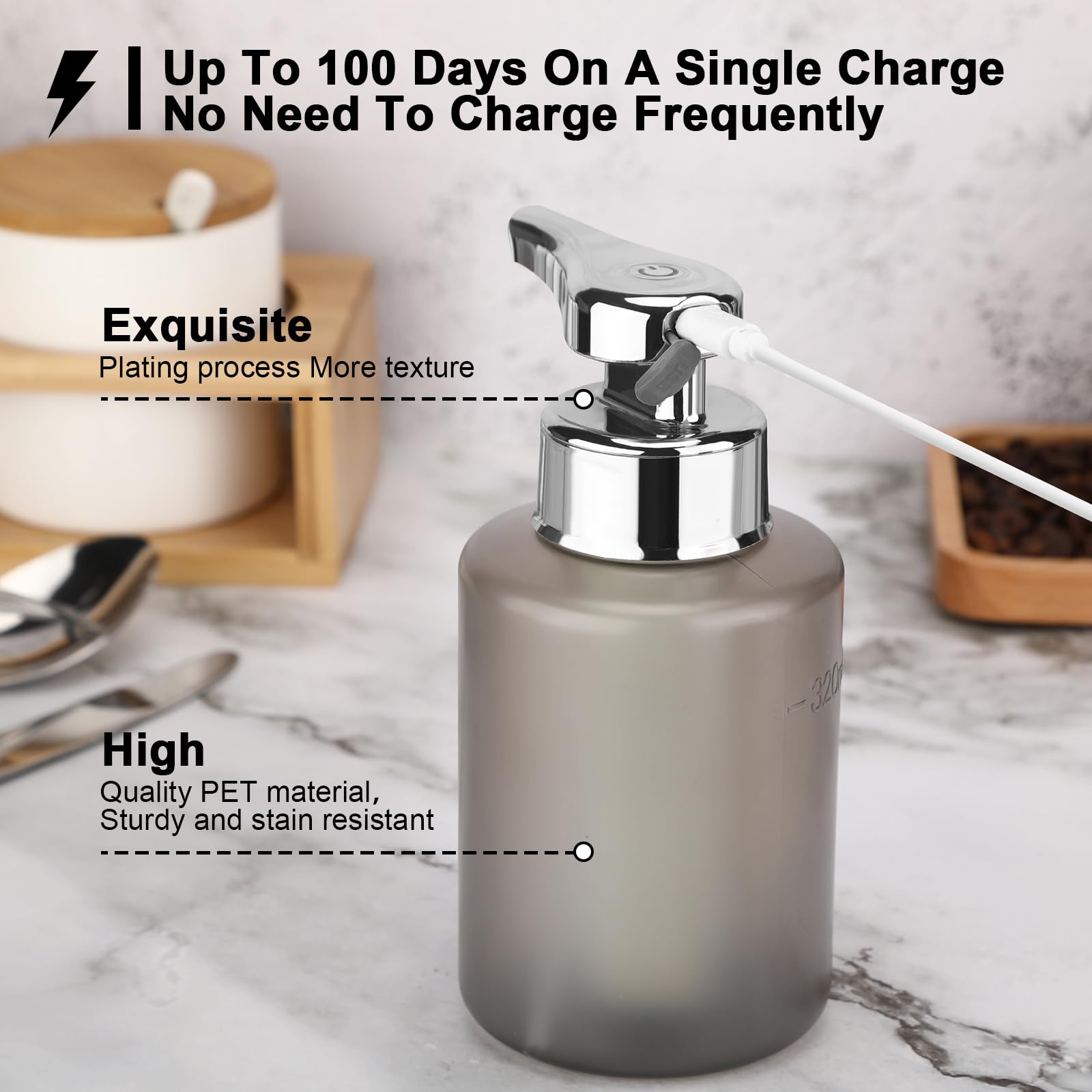 Automatic Soap Dispenser Foam Bathroom: Rechargeable Touchless Auto Smart Electric Plastic Grey Foaming Soap Dispenser - Kitchen - Hand Dish Lotion Couple Kids