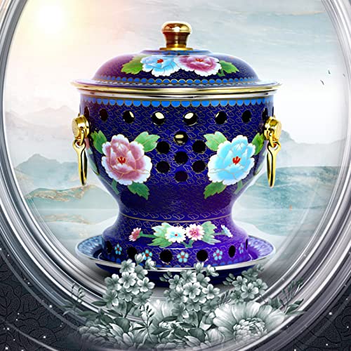 JYSWDZ Round Chafing Dishes, Vintage Hot Pot & Shabu, with Brass Inner Pot and Water Tray, Chinese Cooker Traditional Stew Pot Soup Pot for Cook Cooking
