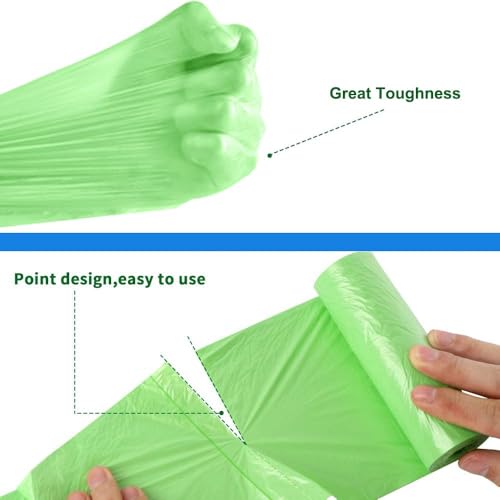 Biodegradable Trash Bags - YUEYA 2.6 Gallon 100 Count Garbage Bags for Home, Kitchen, and Yard Waste Disposal (Green)