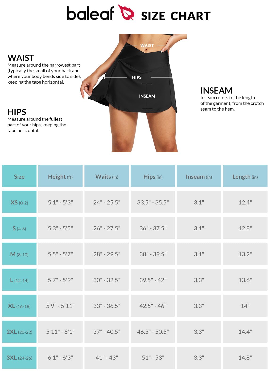 baleaf Women's Swim Skirt Bottoms High Waisted Bathing Suit Swimsuits Skirts Pleated Swim Skorts with Pockets Black S