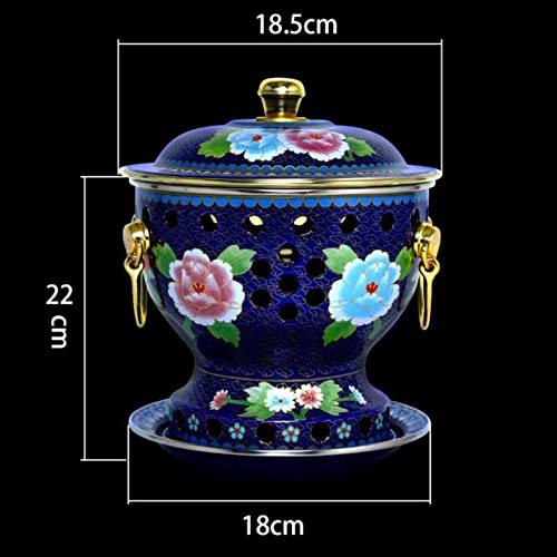 JYSWDZ Round Chafing Dishes, Vintage Hot Pot & Shabu, with Brass Inner Pot and Water Tray, Chinese Cooker Traditional Stew Pot Soup Pot for Cook Cooking