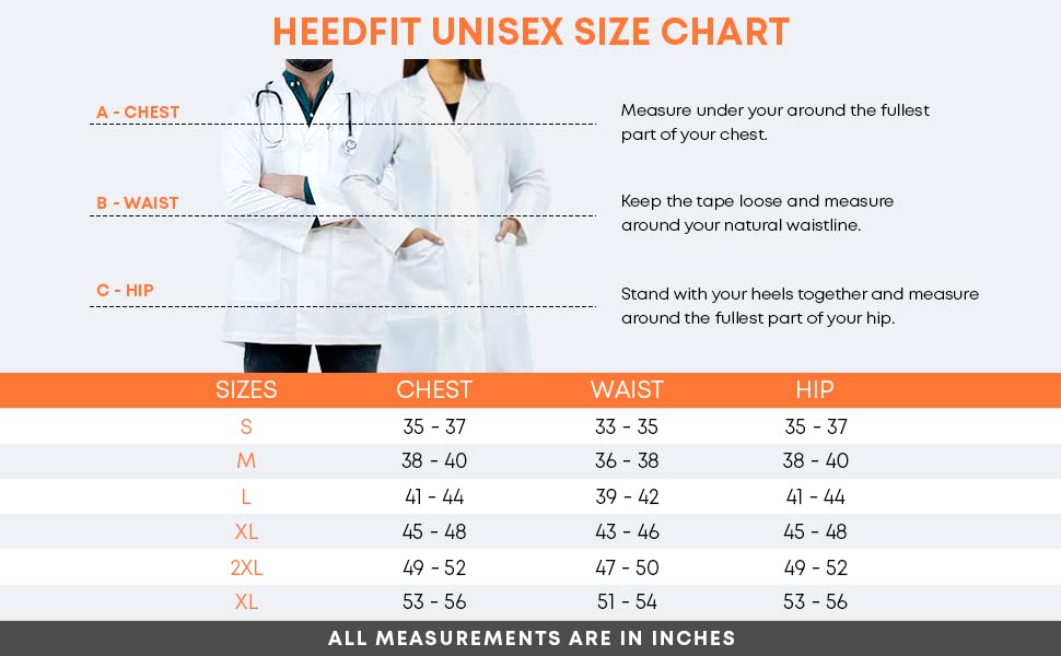 HEEDFIT Premium Quality Unisex Lab Coat, Comfortable Poly-Cotton Professional Lab Coats for Doctors WHITE S
