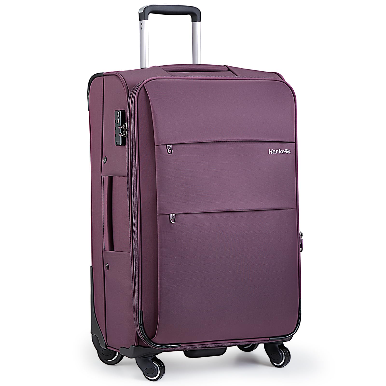 Hanke 28 Inch Luggage with Spinner Wheels Expandable Large Suitcase with Wheels Softside Check in Luggage Rolling Suitcase with Lock Lightweight Travel Luggage for Men and Women.(Purple)