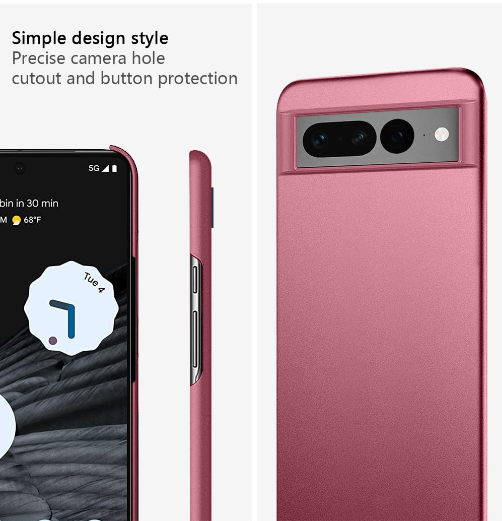 Bastmei for Google Pixel 7 Pro 5G Case (2022),Extremely Light Ultra-Light Super Slim Camera Protection Hard PC Cover Case for Google Pixel 7 Pro 5G (2022)(Gravel Wine Red)