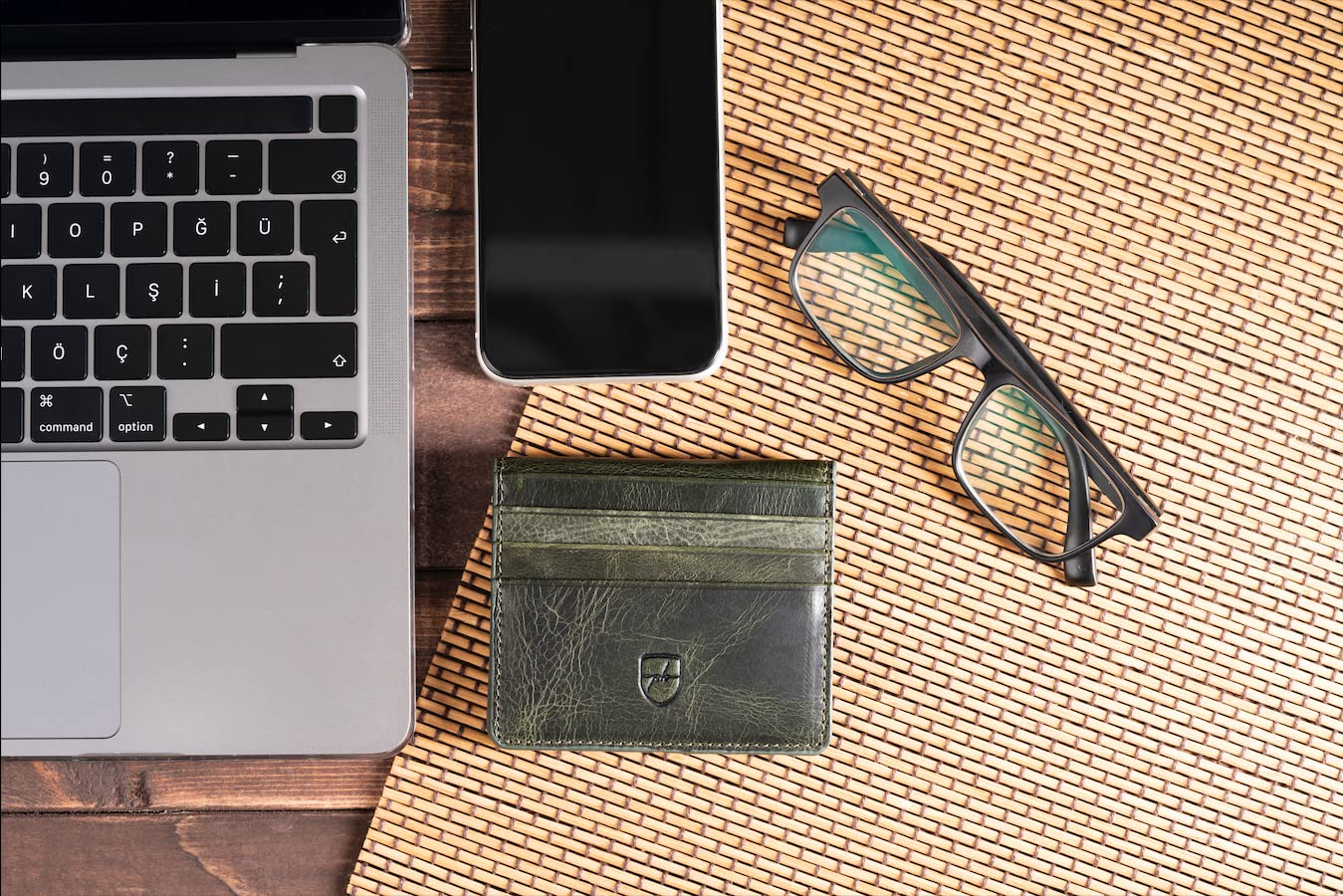 PELLE BORSETTA Crazy Genuine Leather Credit Card Holder Wallet For Men Slim Minimalist Cash 0rganizer Small Best Gifts (Green)
