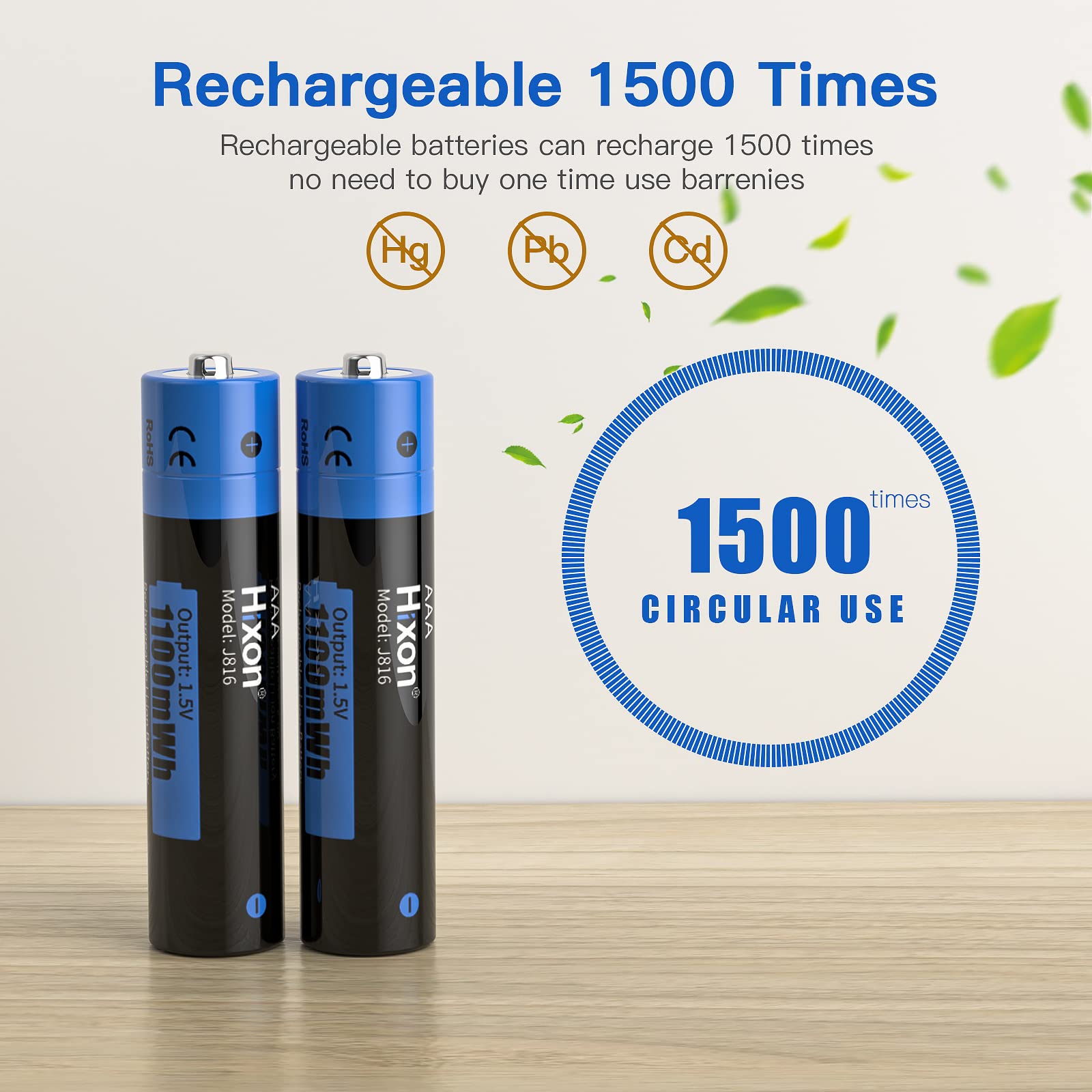 1.5V Rechargeable Lithium AAA Batteries-Full Recharged 4-Pack with Ultra Fast Charger,1100mWh High-Capacity Long-Lasting Triple AAA Li-ion Battery,Up to 1600 Cycles,Constant Output(4AAA+1Charger)