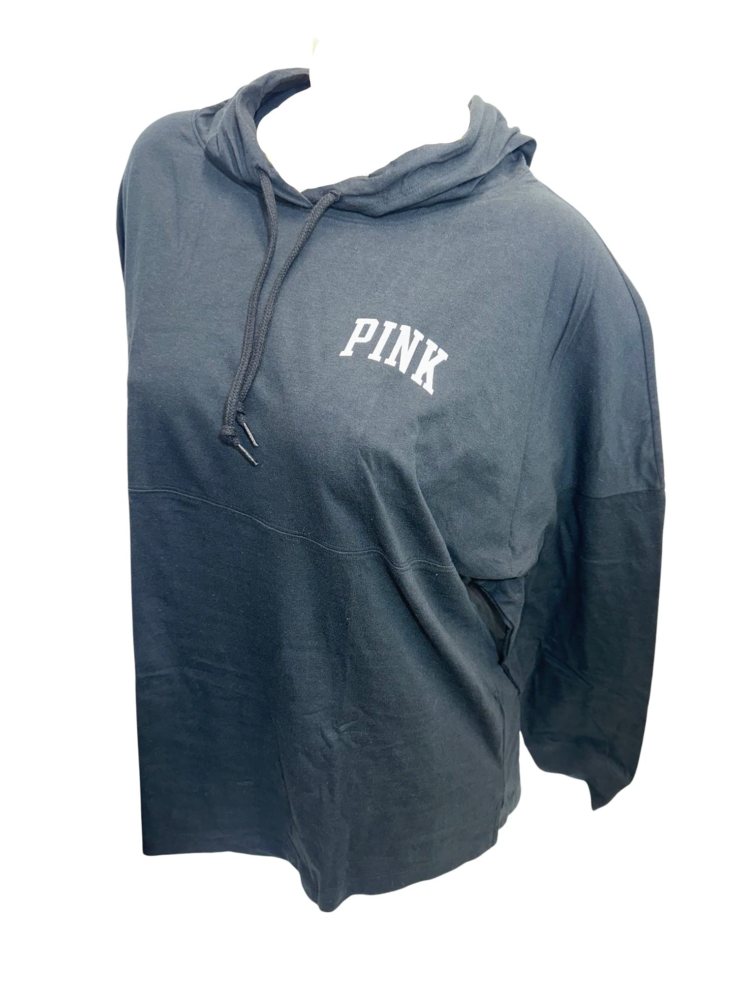 Victoria's Secret Pink Cotton Oversize Pullover Glitter Hoodie Tee/Shirt Color Black Shine Size Medium New
